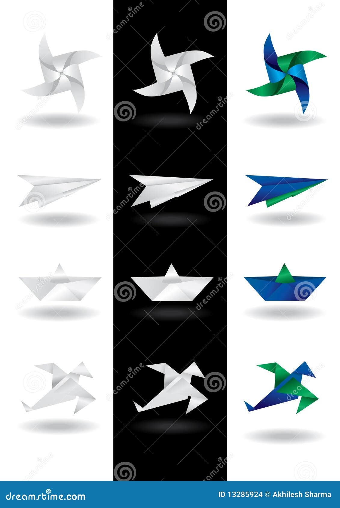 Origami Design Elements - Vector Stock Vector - Illustration of windmill, bird: 13285924