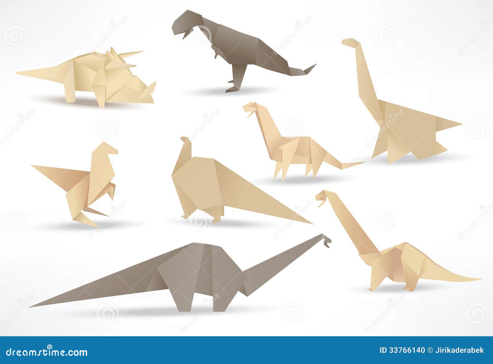 Origami Dinosaurs (sepia Tone) Stock Vector - Illustration of ...