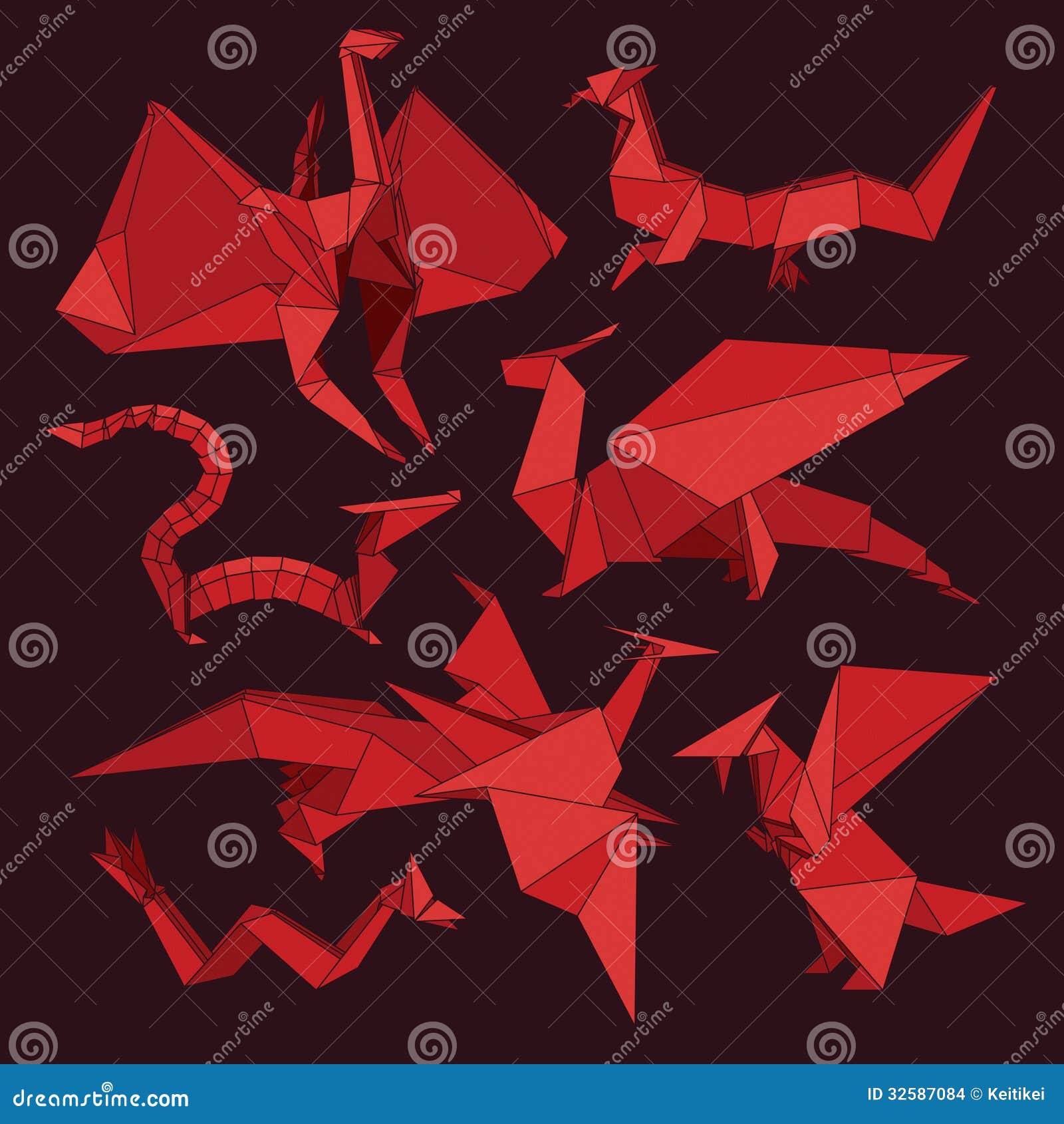 Origami dragons stock vector. Illustration of legend - 32587084