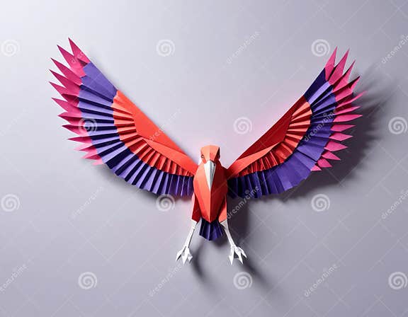 Origami Eagle Made of Colored Paper. Three-dimensional Figurine Stock ...