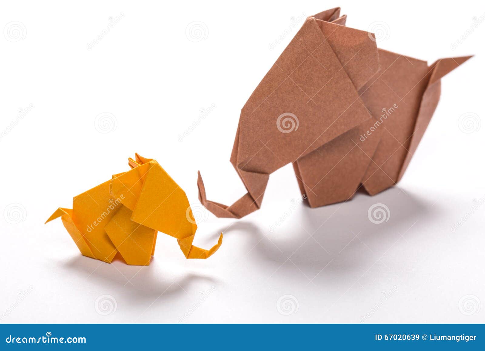 Origami Elephant Family In White Background 2 Stock Photography ...