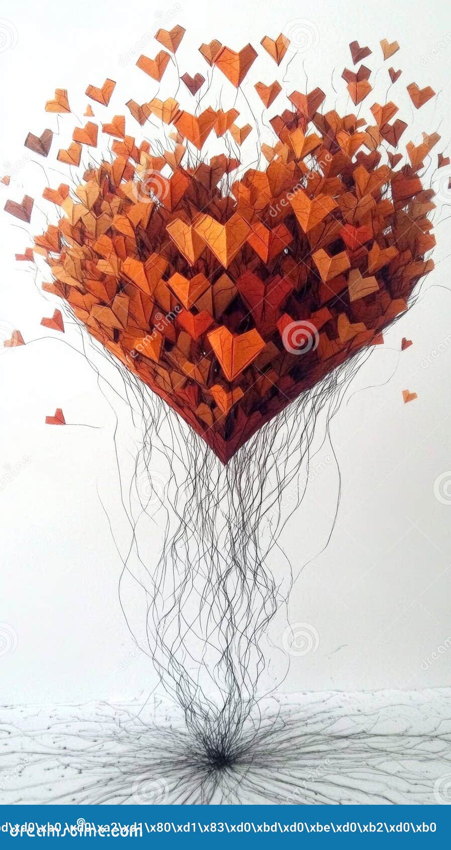 Origami Explosion of a Heart Creating Smaller Hearts in Various ...
