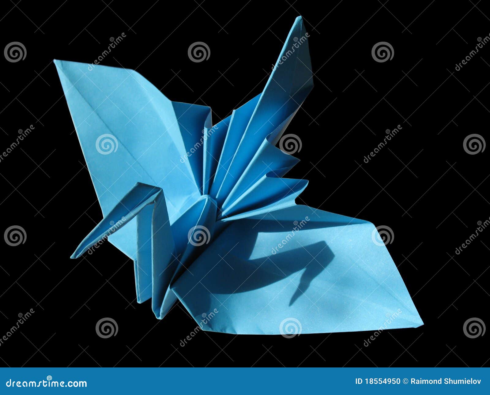 Origami Festive Crane Isolated on Black Stock Photo - Image of ...