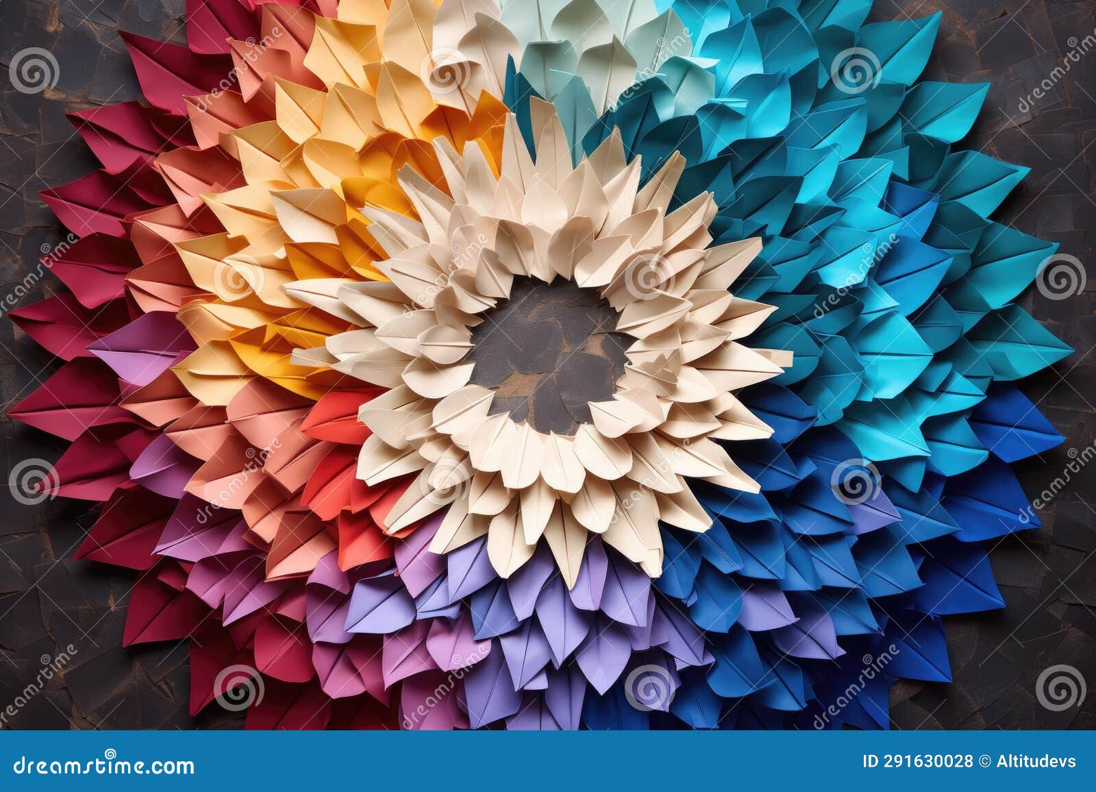 Origami Figures Made from Colorful Paper Arranged in a Circular Pattern ...