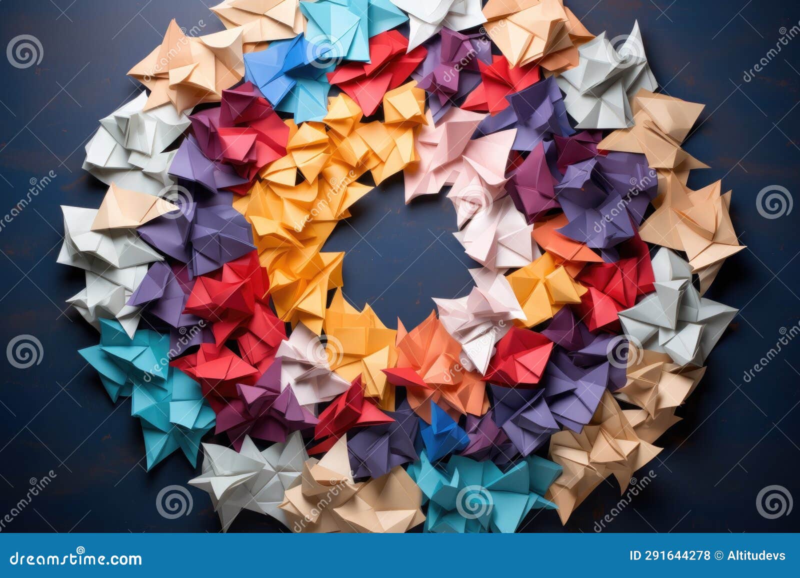 Origami Figures Made from Colorful Paper Arranged in a Circular Pattern ...