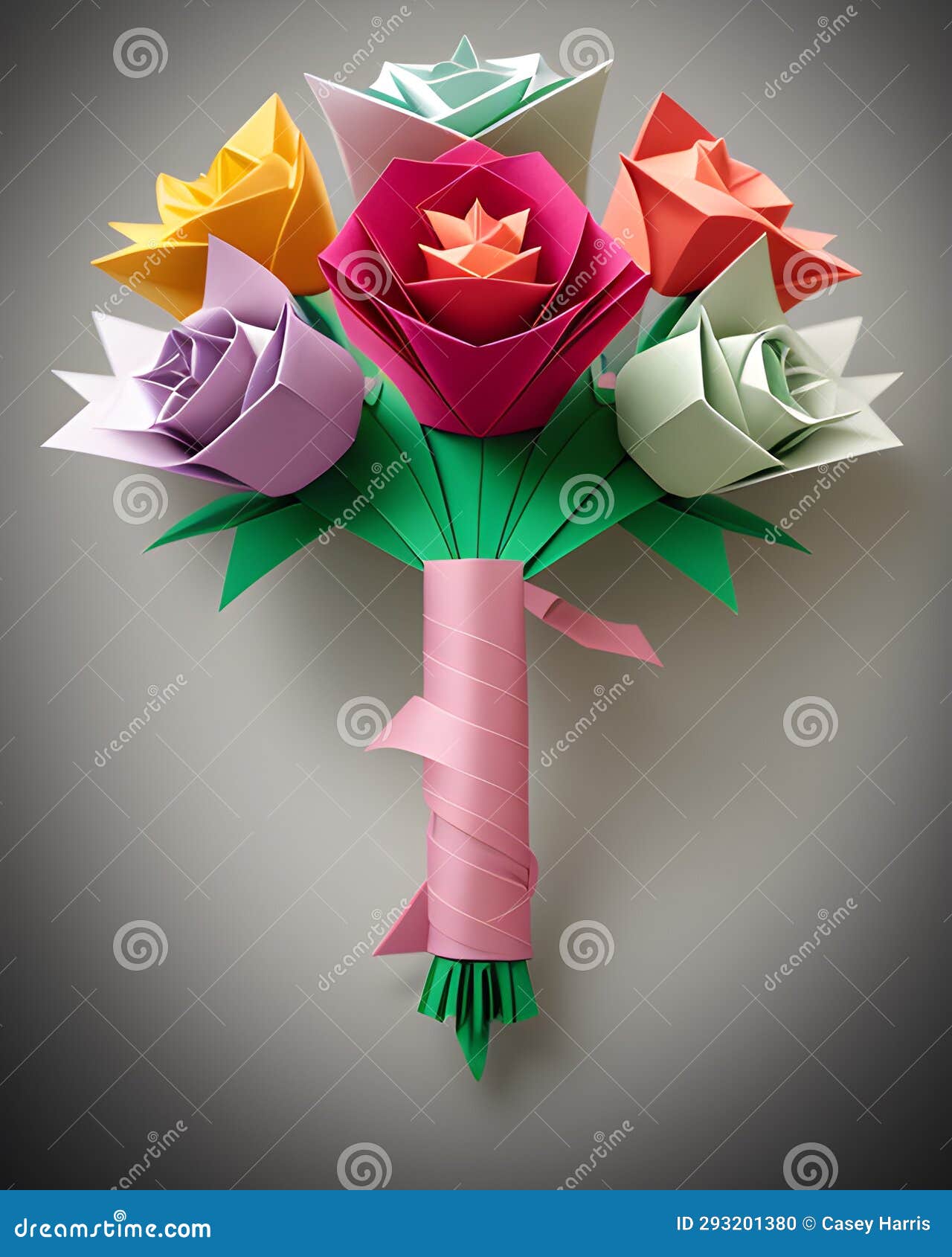 Origami flower bouquet stock illustration. Illustration of colourful ...