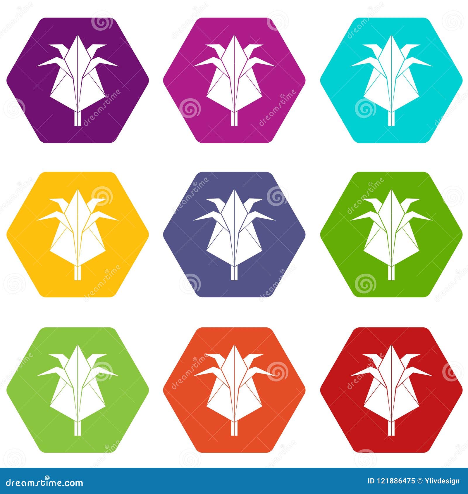 Origami Flower Icons Set 9 Vector Stock Vector - Illustration of ...