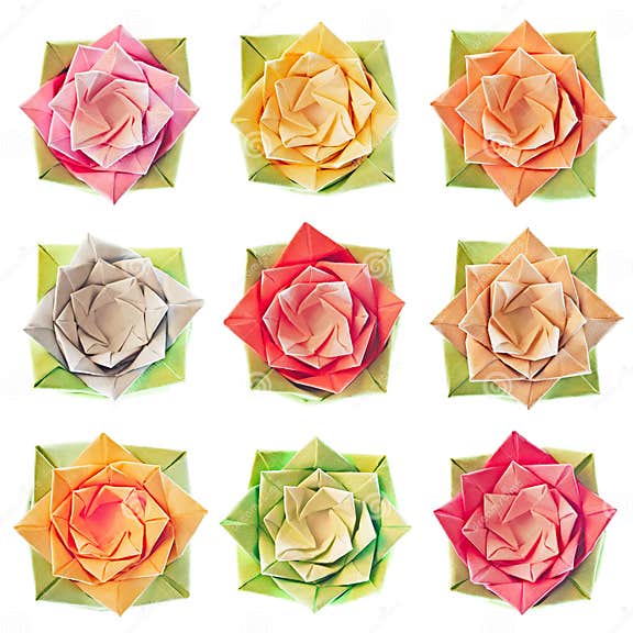 Origami flower pattern stock image. Image of craft, paper - 7903953