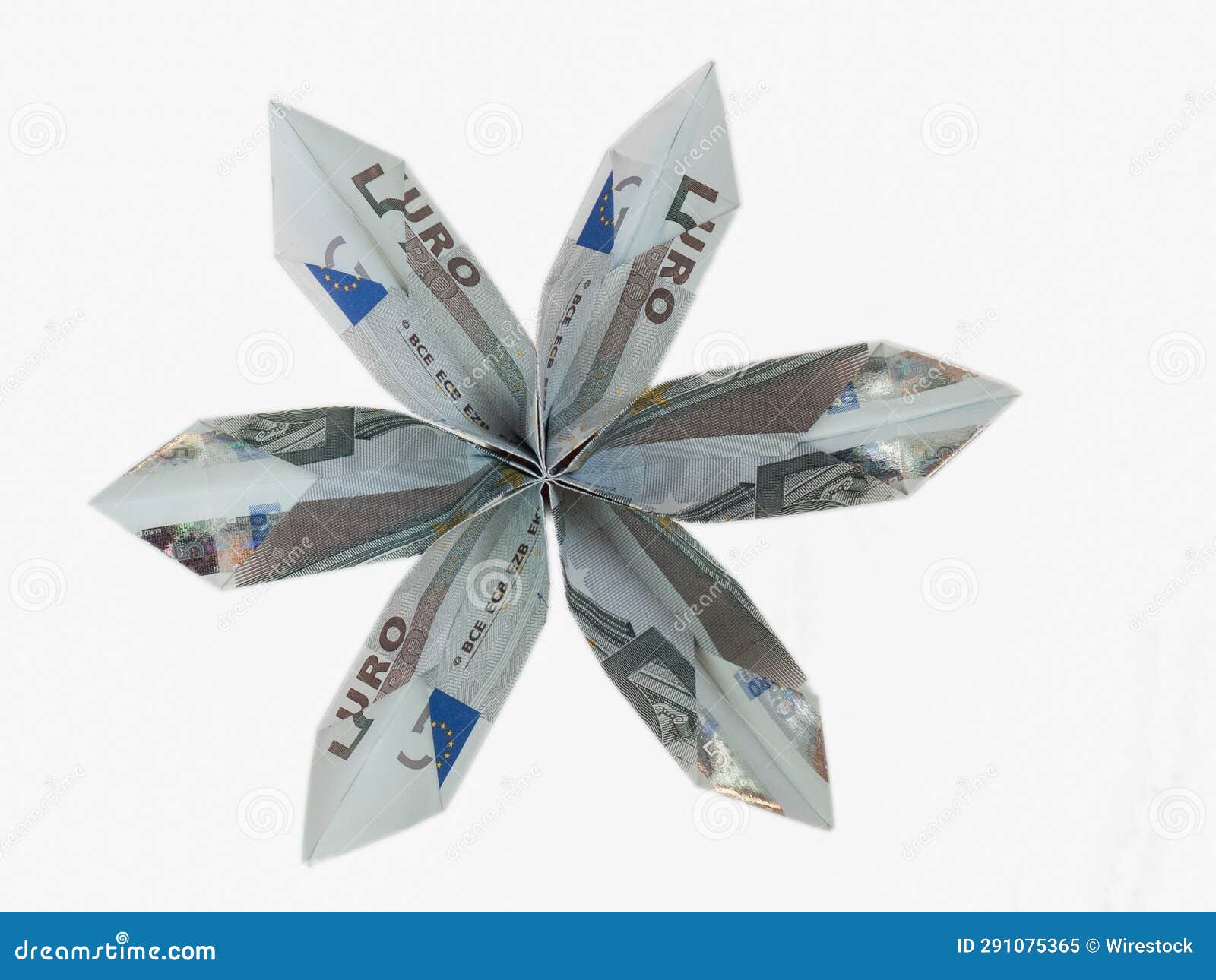 Origami Flower of Three Fife Euro Notes Folded Stock Image - Image of ...