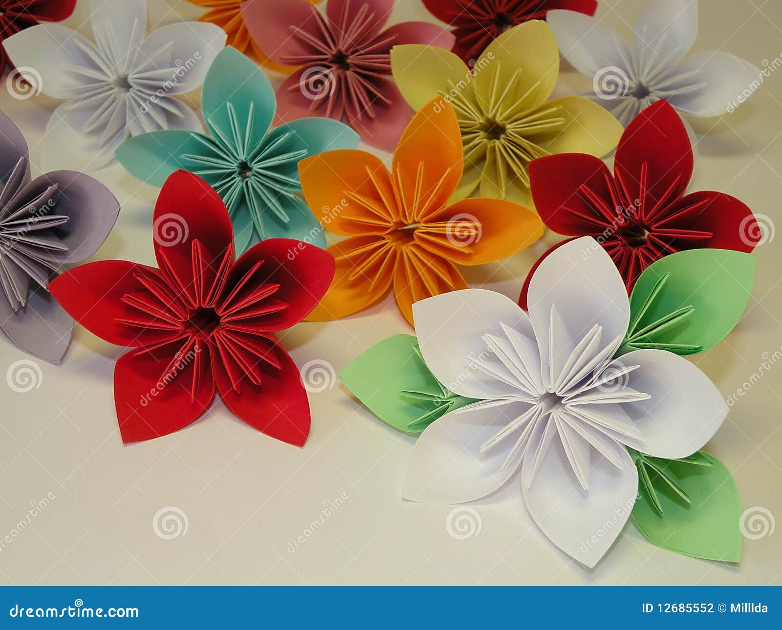 Origami Flowers And Frame Stock Image | CartoonDealer.com #35649799