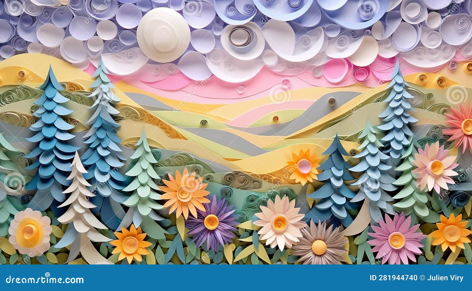 Origami Folded Paper Mountains Landscape Illustration Stock ...