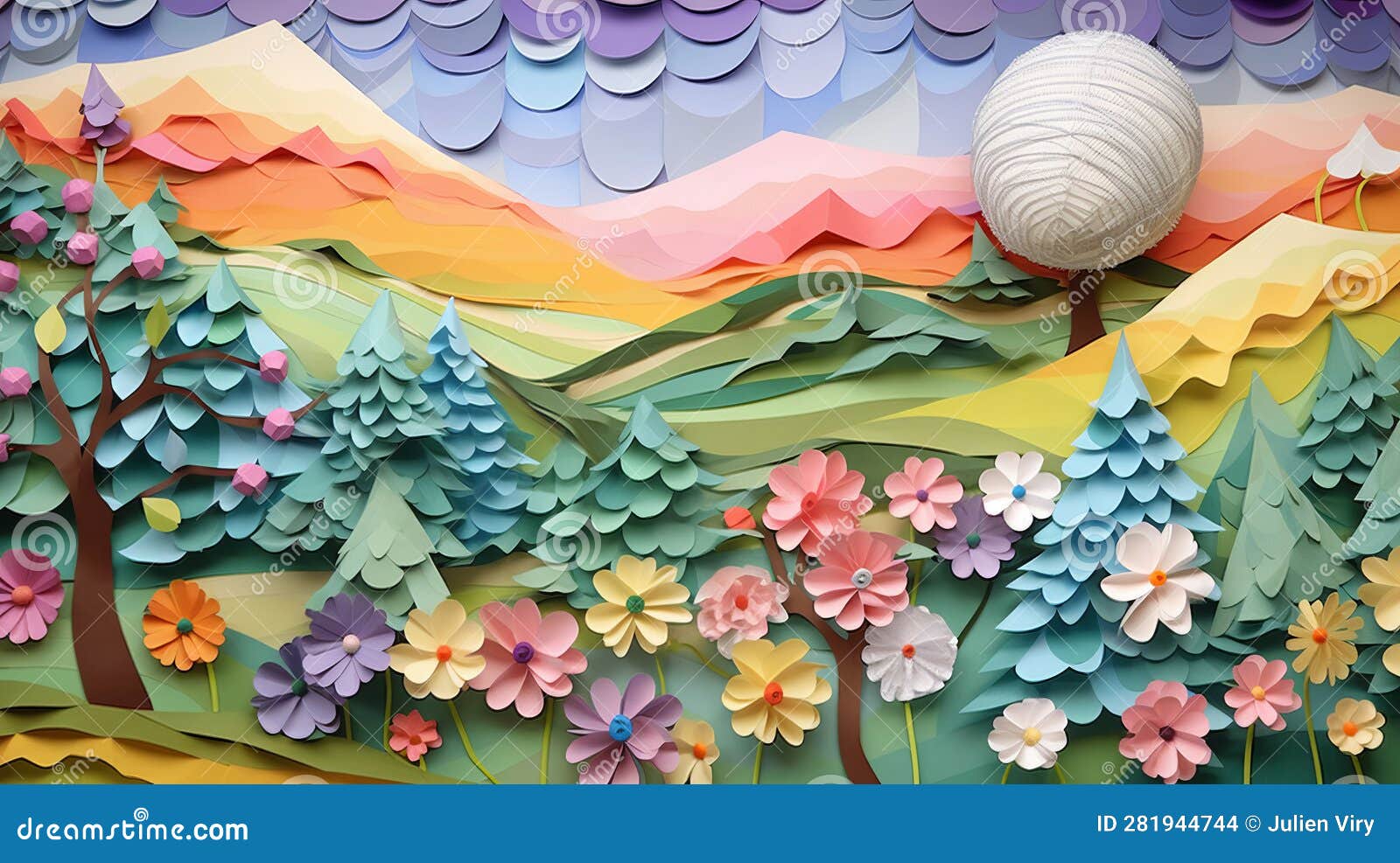 Origami Folded Paper Mountains Landscape Illustration Stock ...