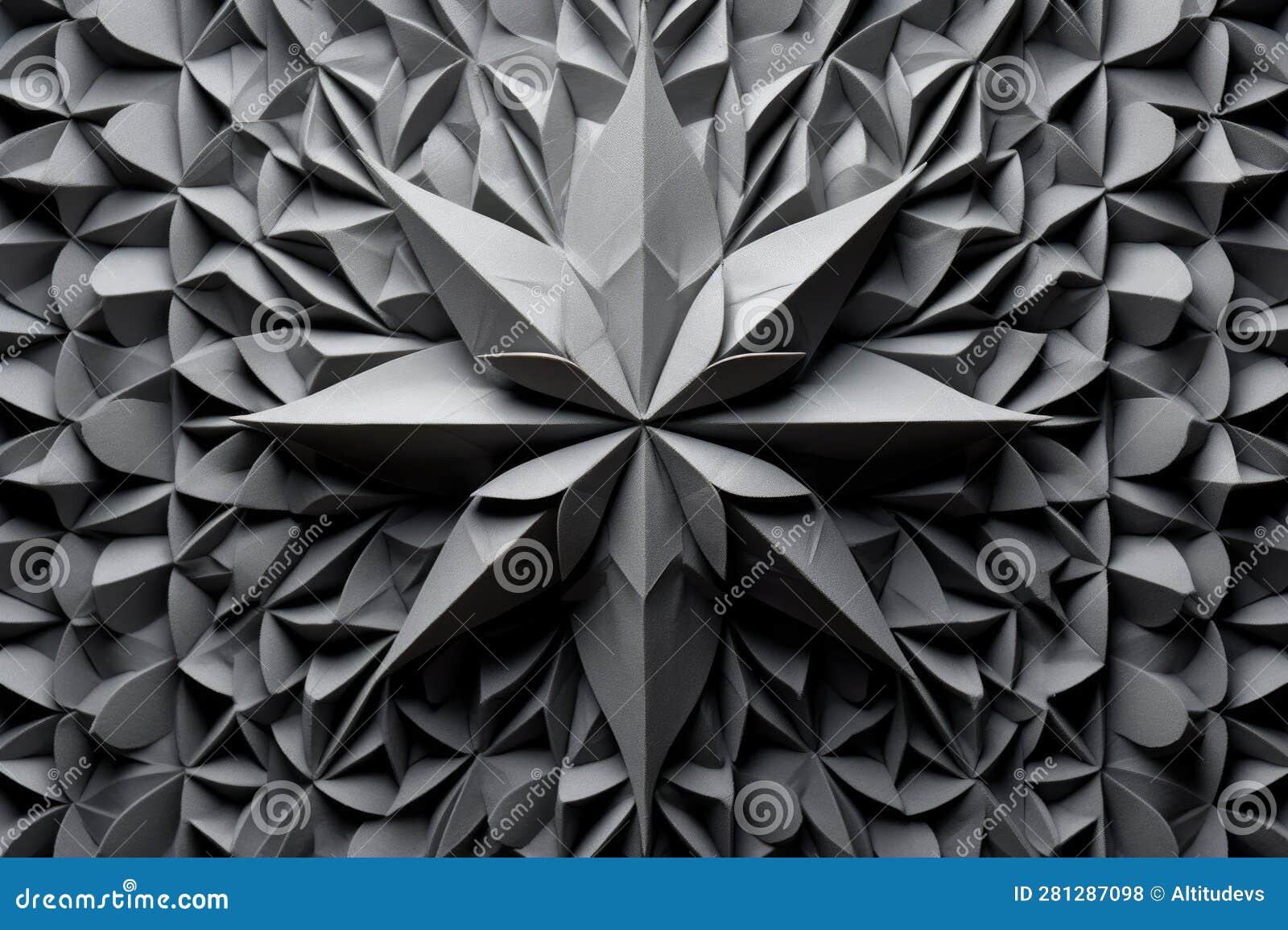 Origami Geometric Patterns on a Monochrome Surface Stock Illustration ...