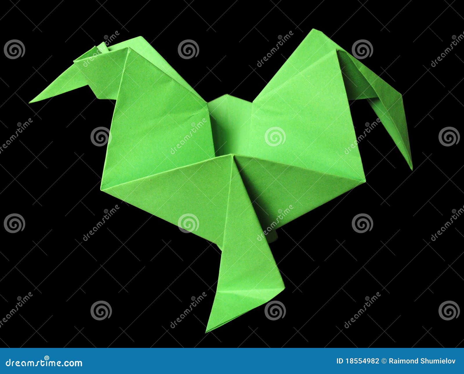 Origami Green Isolated on Black Stock Illustration - Illustration of ...