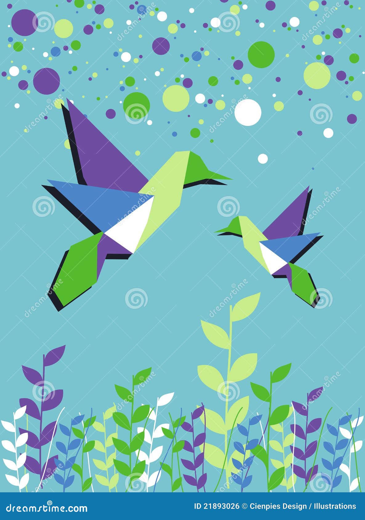 Origami Hummingbird Couple Spring Time Stock Vector - Illustration of ...