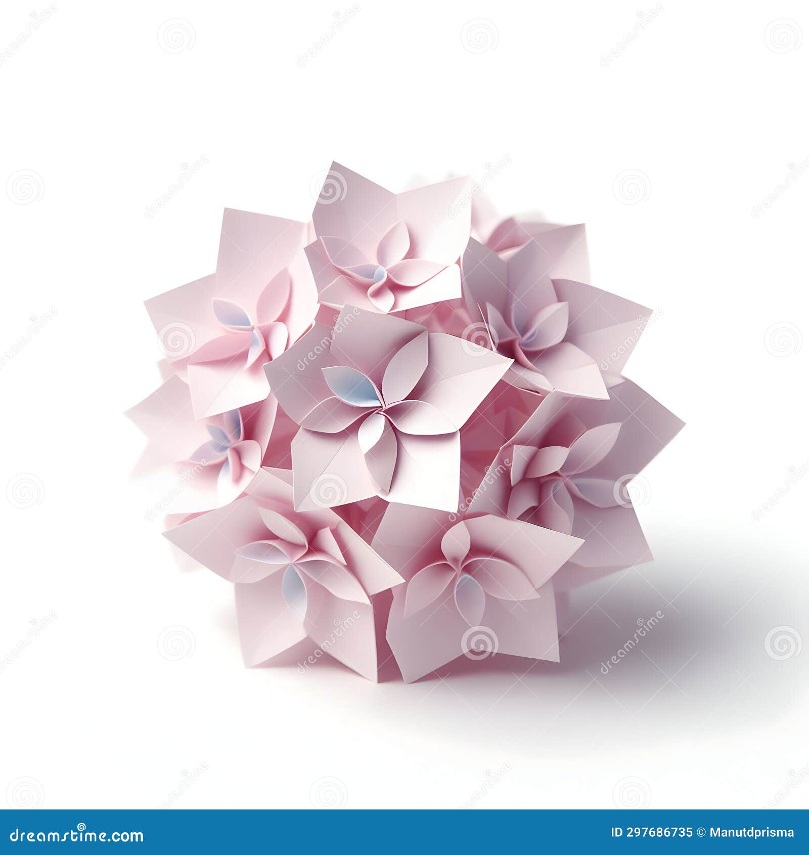 Origami Hydrangea Flower On White Background, Paper Flower Art, Paper Craft Royalty-Free Stock ...