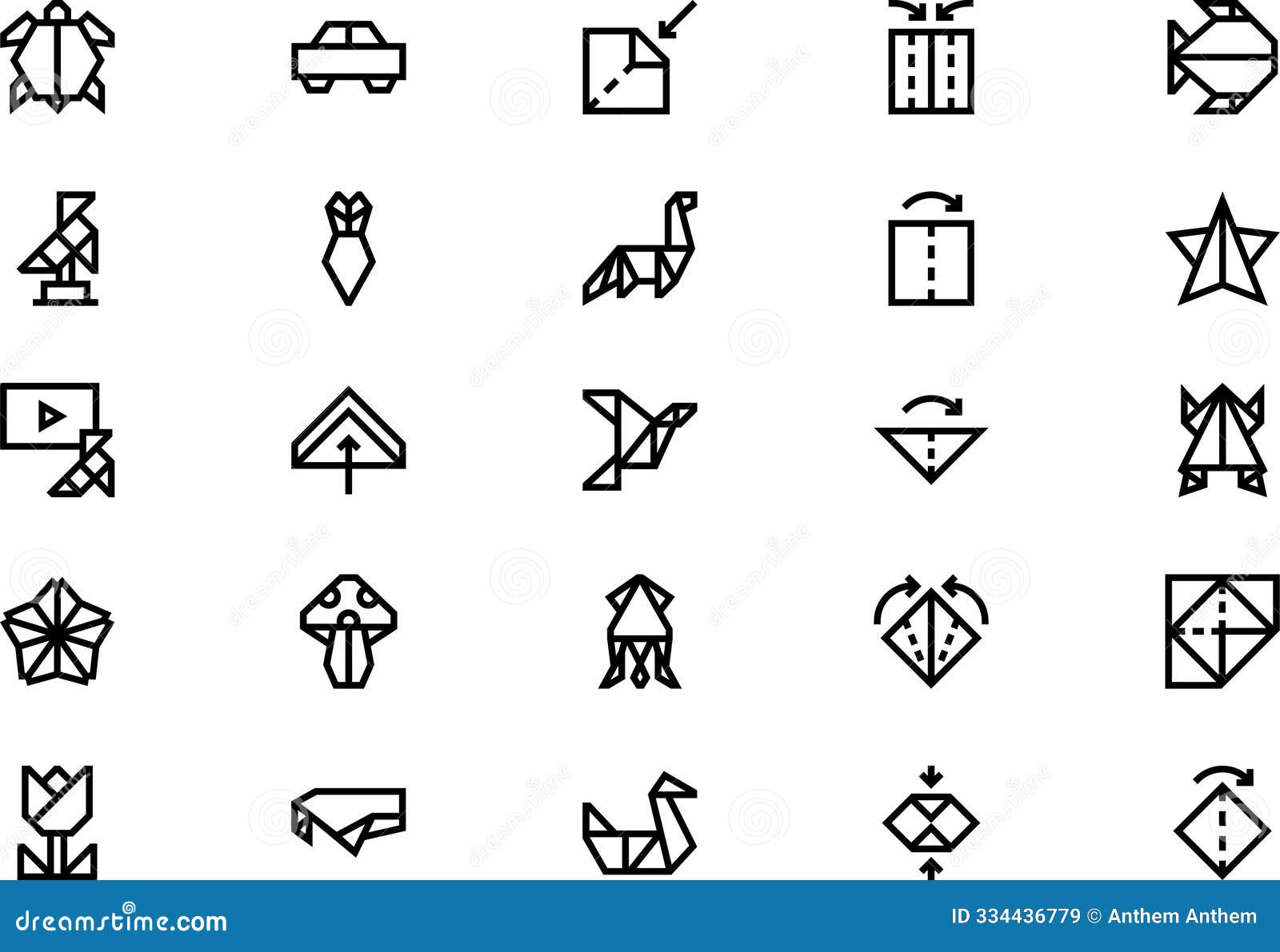 Origami Icons Collection is a Vector Illustration with Editable Stroke ...