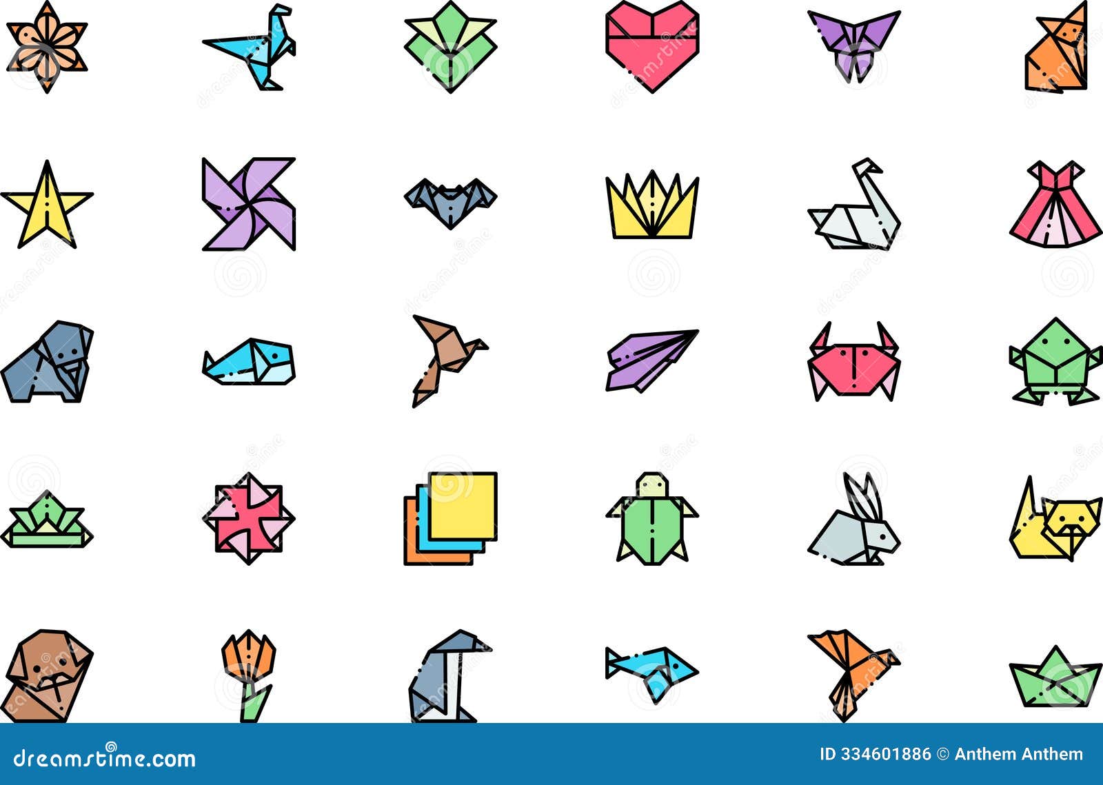 Origami Icons Collection is a Vector Illustration with Editable Stroke ...