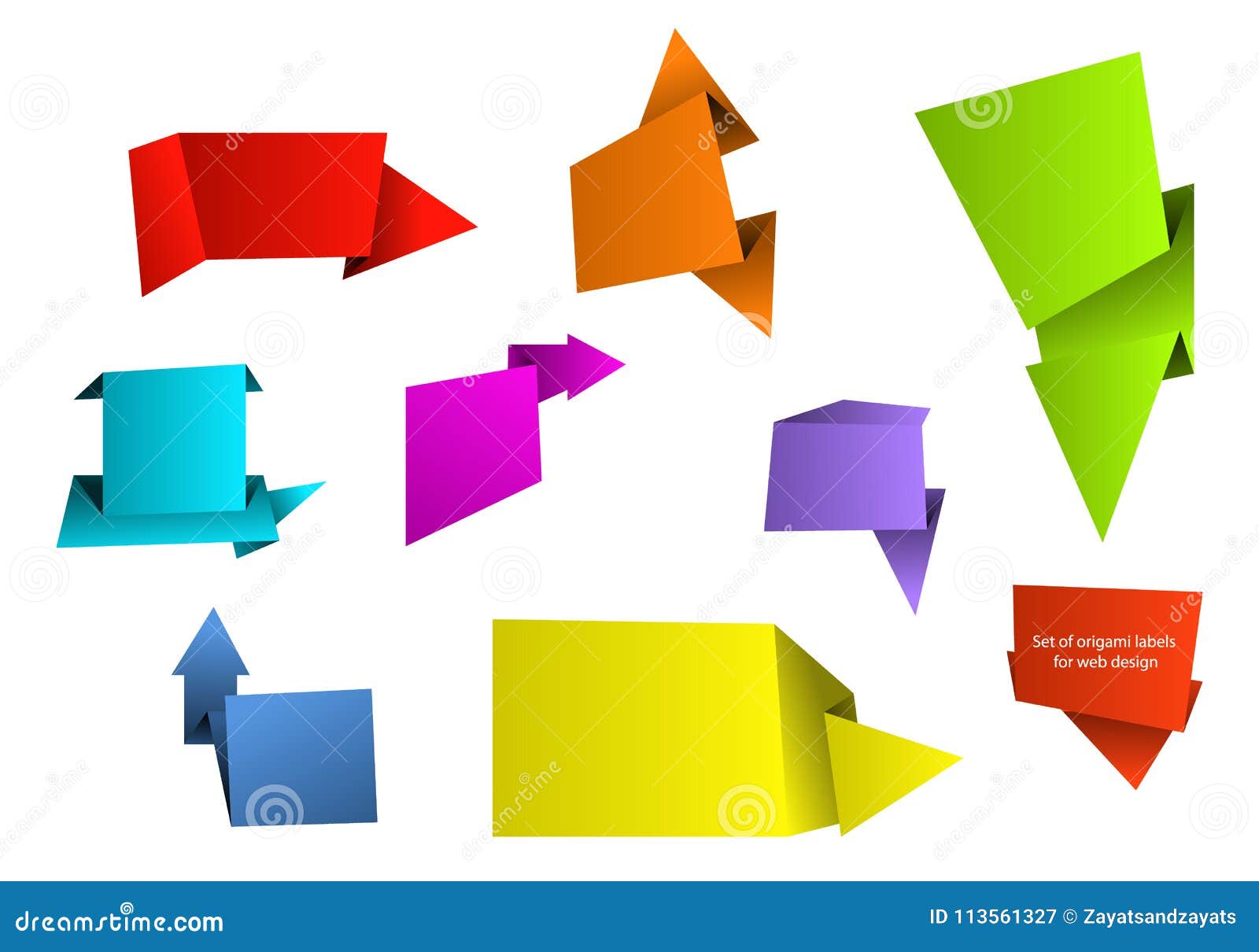 Set Of 3 Origami Labels Cartoon Vector | CartoonDealer.com #32258875