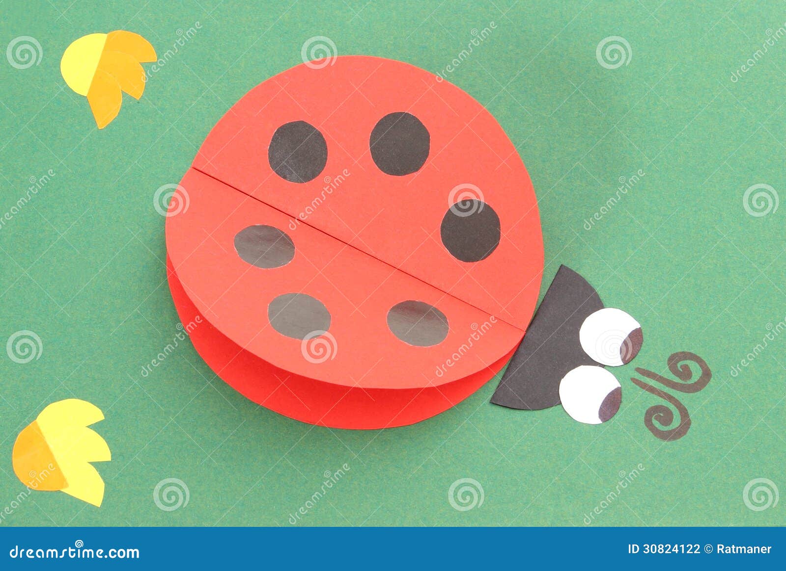 Ladybug Paper Collage. Ladybug Card, Stationery On A Vintage Wooden ...