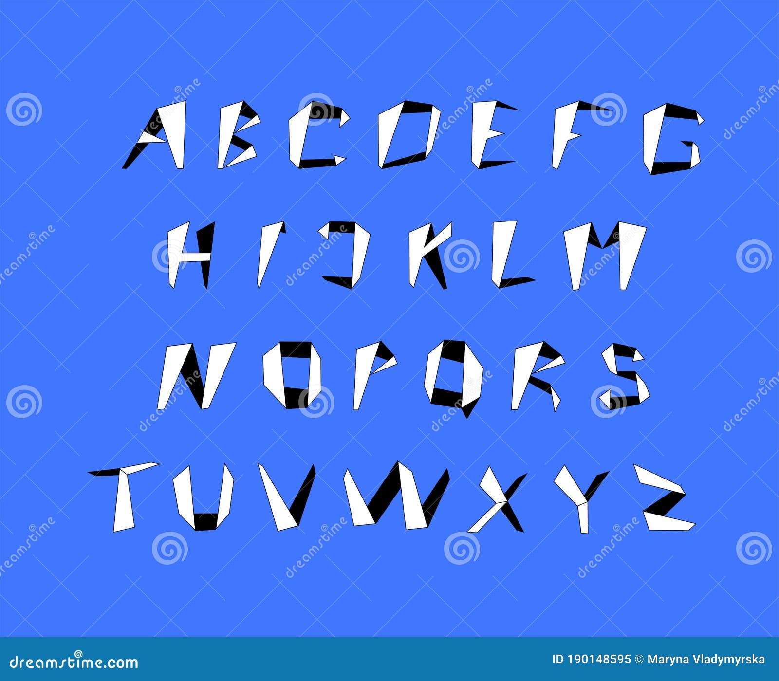 Origami Letters Set. Vector Alphabet Stock Vector - Illustration of ...