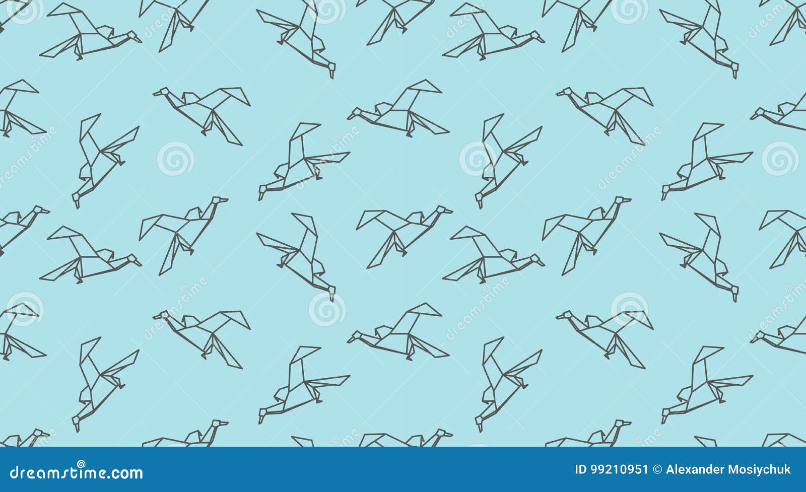 Origami Linear Bird Seamless Pattern. Stock Vector - Illustration of ...
