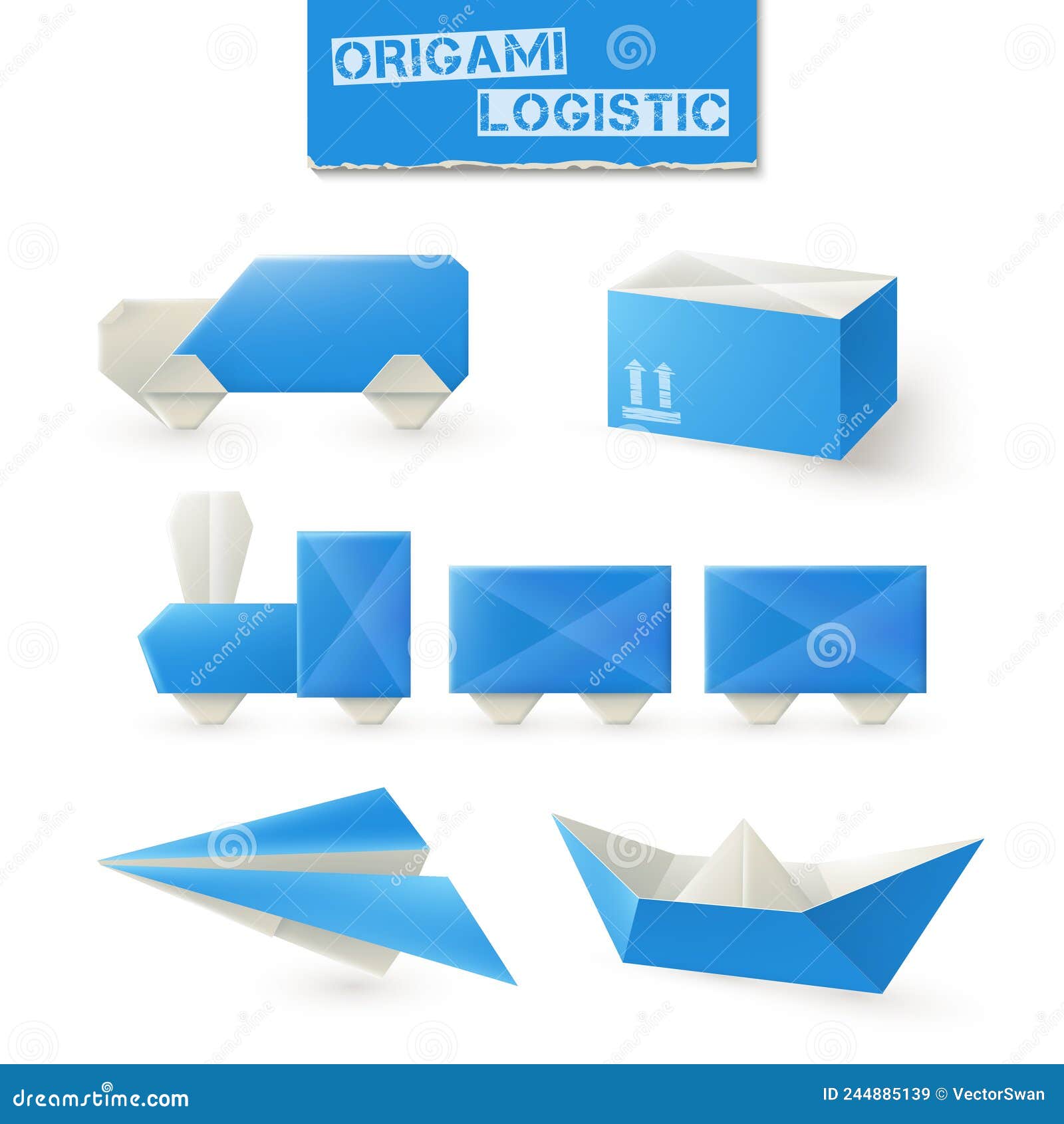 Origami Logistic Set stock vector. Illustration of airline - 244885139