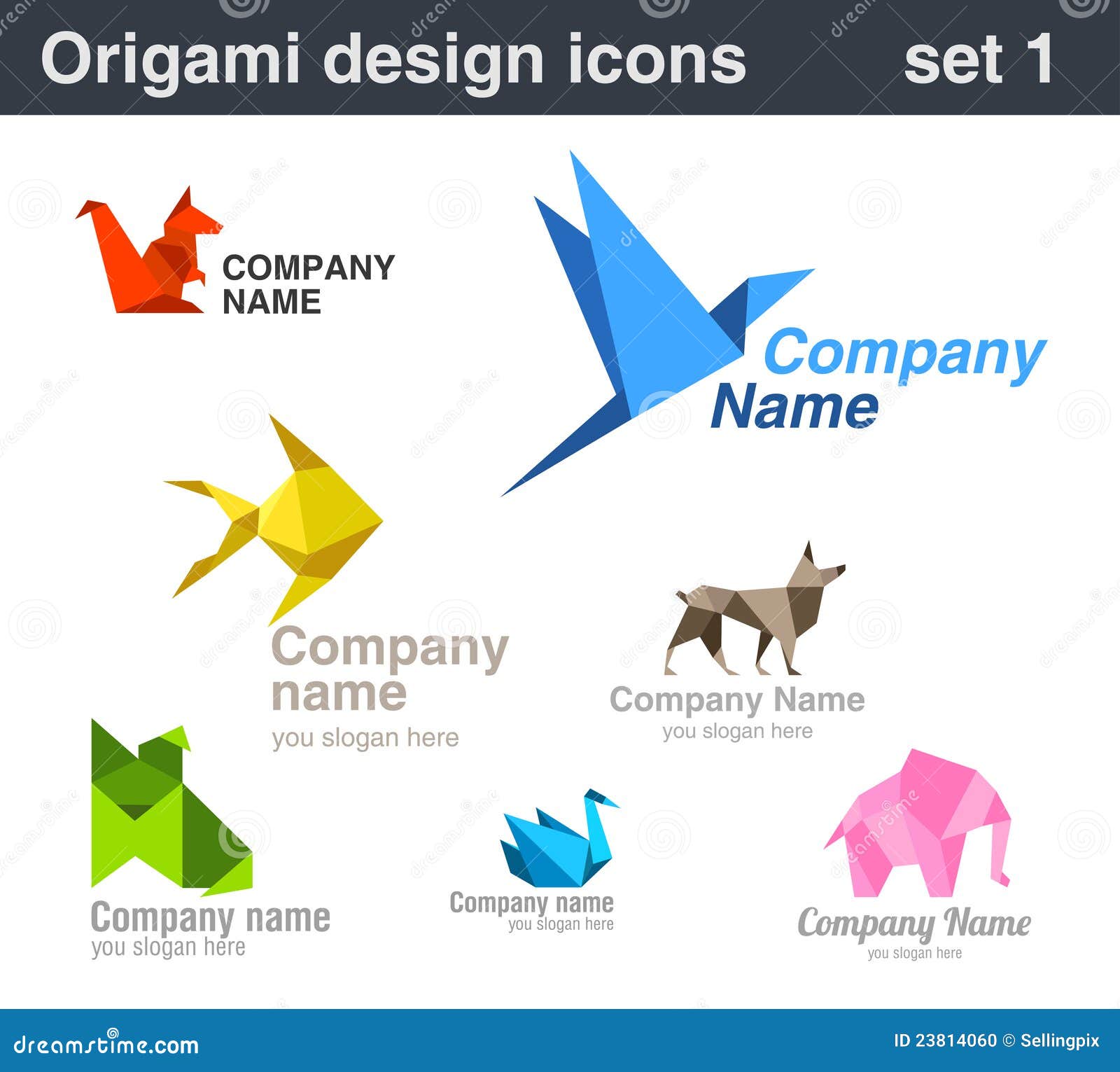 Origami Logo set 1 stock vector. Illustration of origami - 23814060