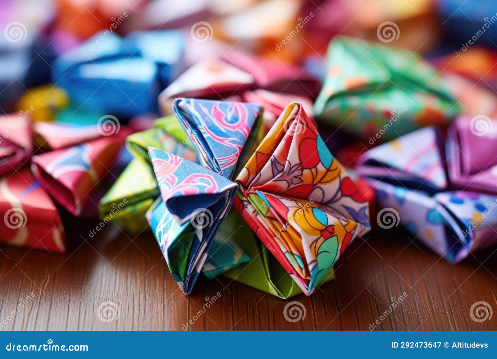 Origami Made from Colorful Wrapping Paper Stock Image - Image of ...