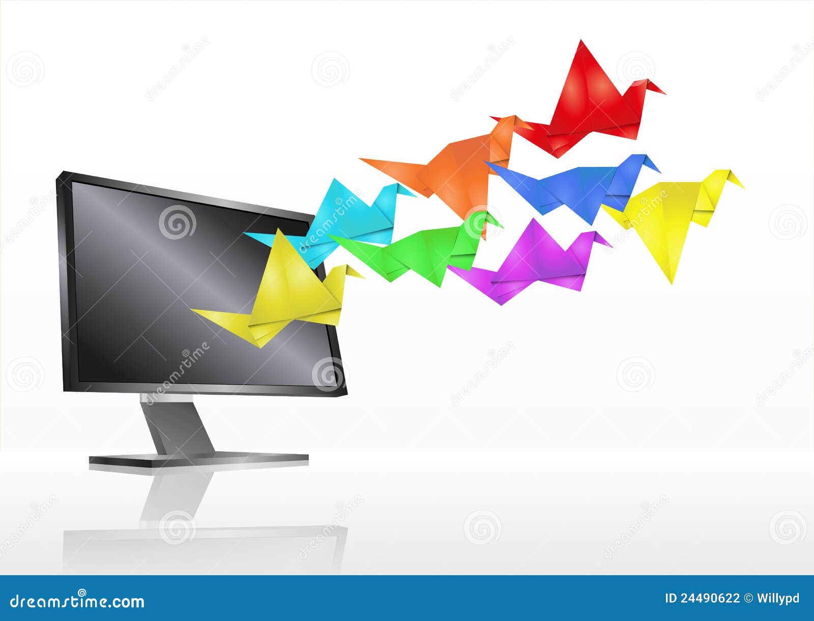 Origami monitor stock vector. Illustration of digital - 24490622