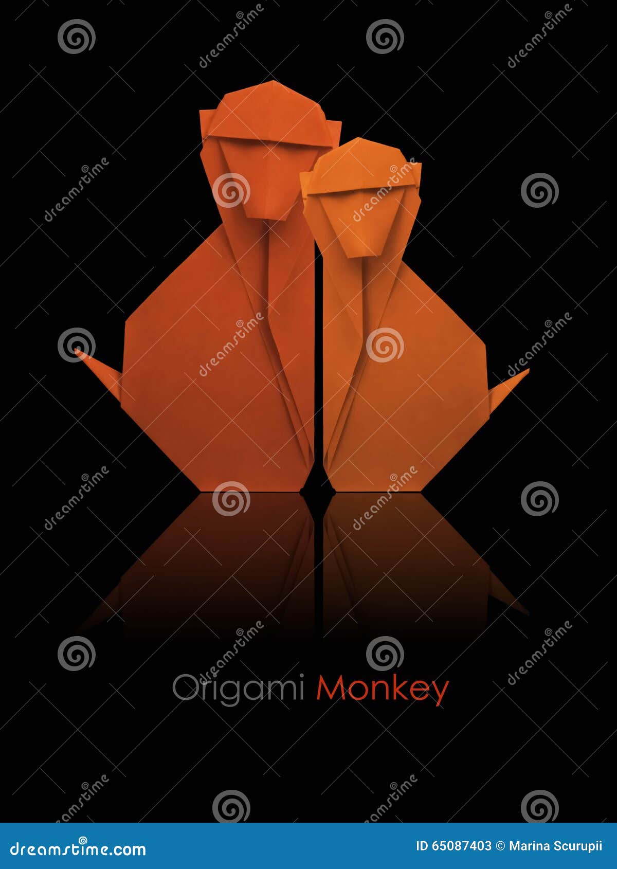Origami monkey stock illustration. Illustration of asia - 65087403