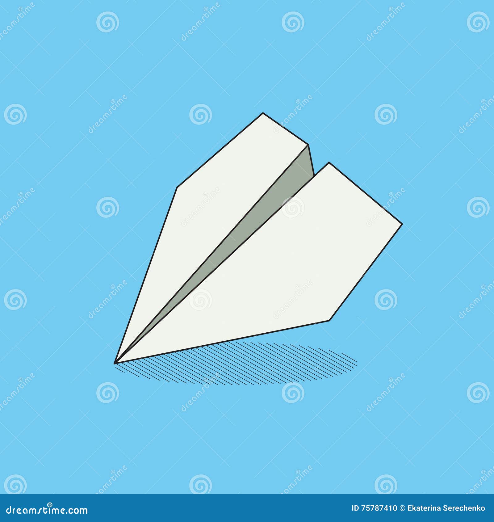 Origami Object. White Folded Paper Plane on Blue Background Stock ...