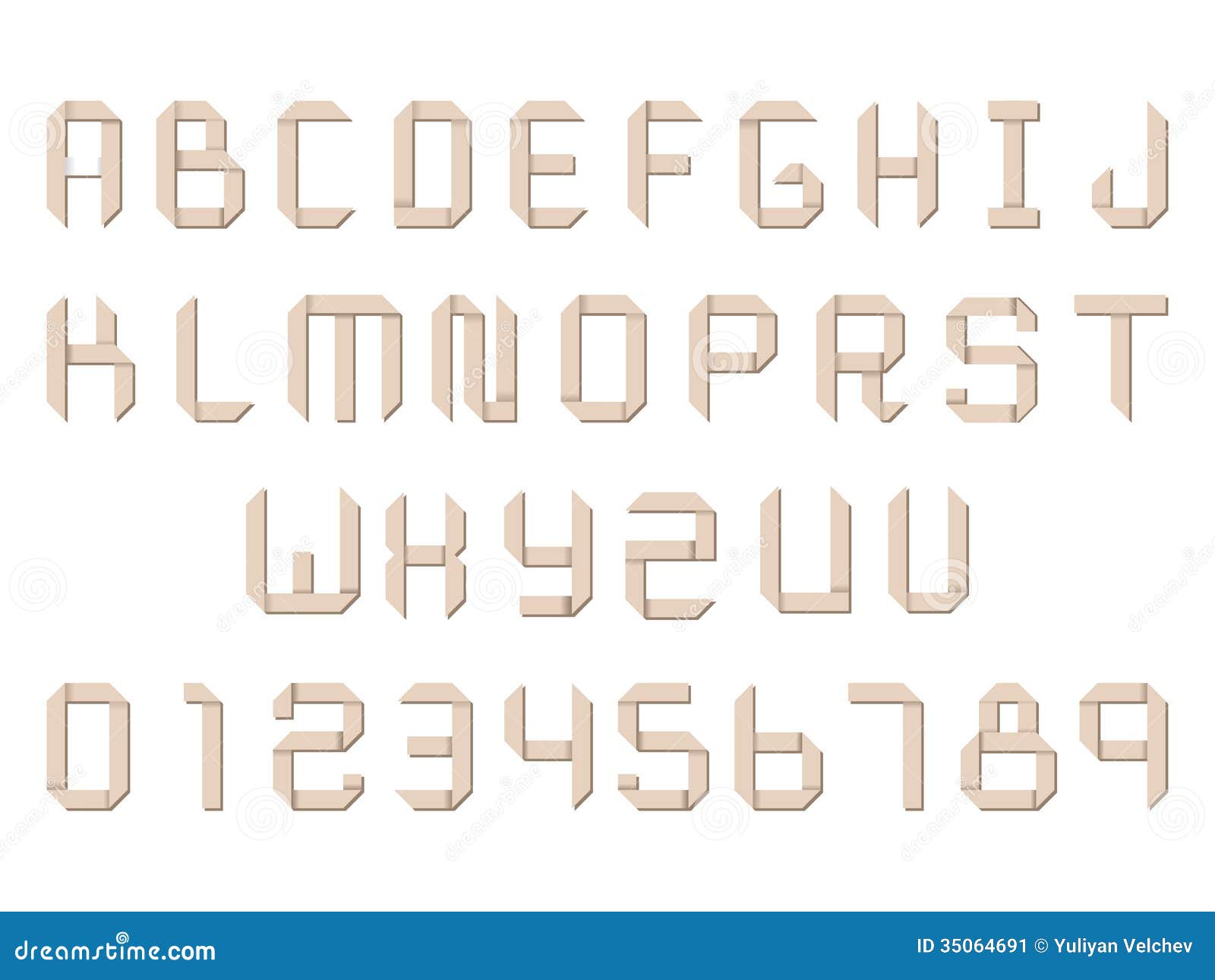 Origami paper alphabet stock vector. Illustration of type - 35064691