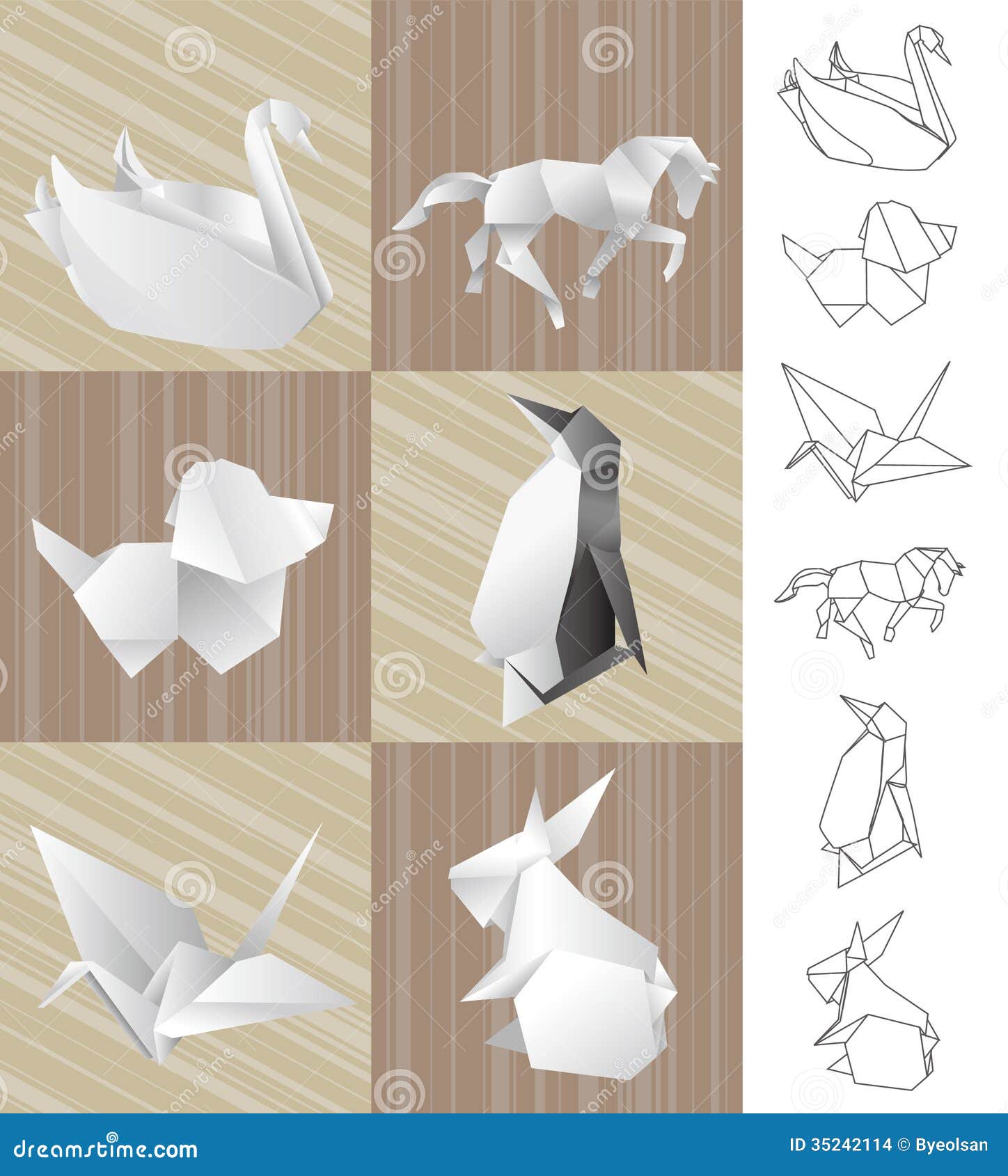 Origami paper animals stock vector. Illustration of traditional - 35242114