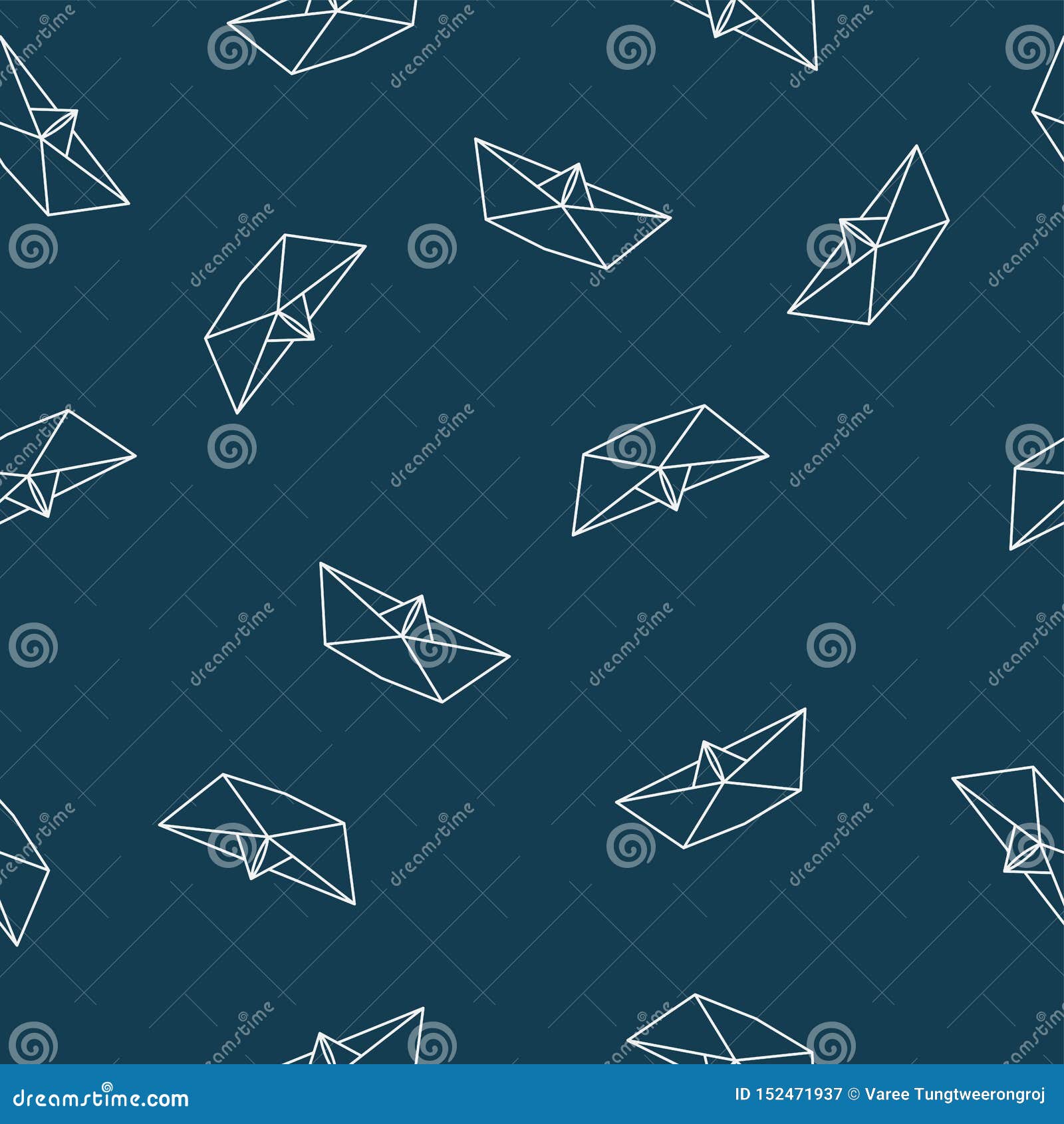 Origami Paper Boat Seamless Pattern Stock Vector - Illustration of ...