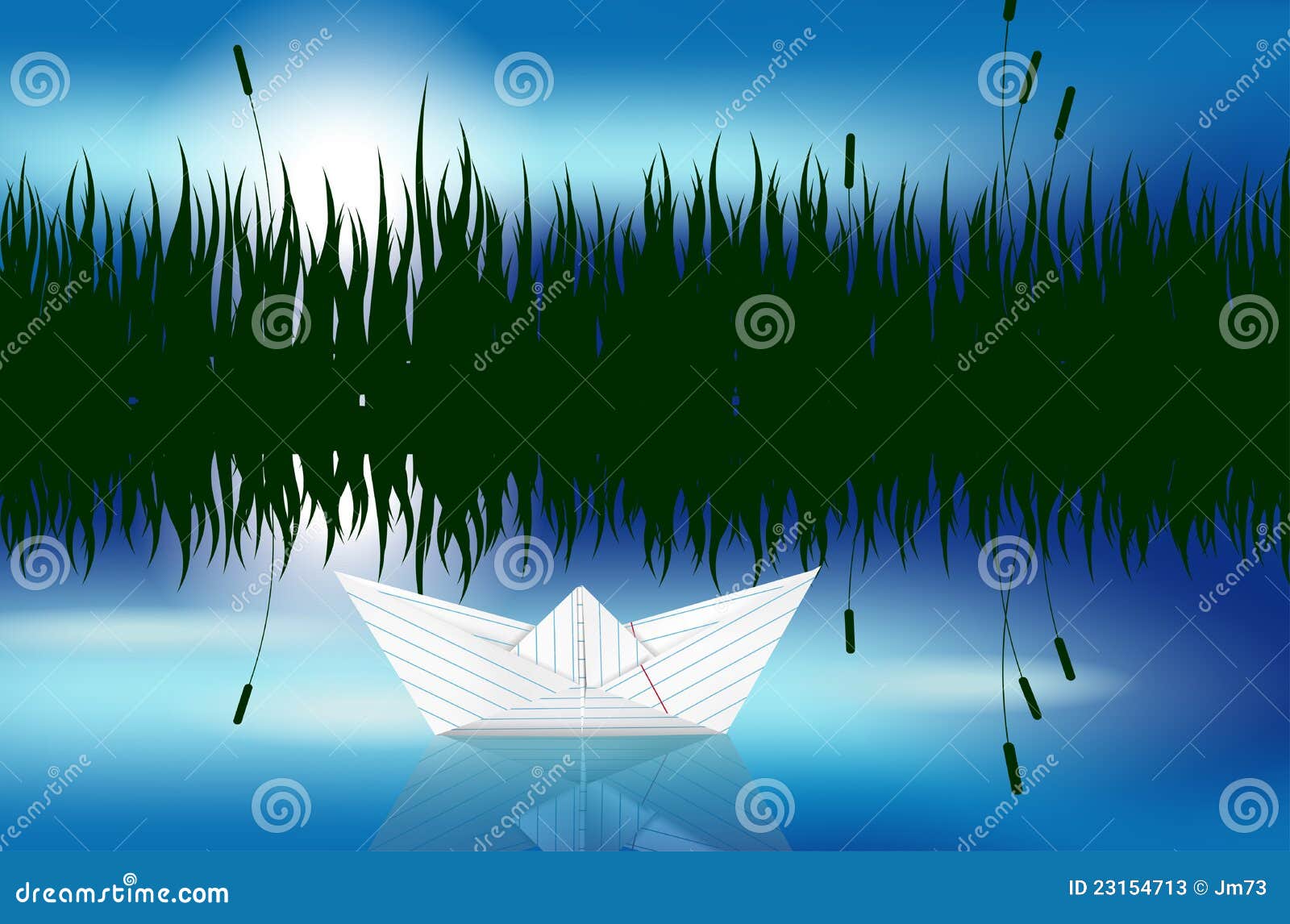 Origami Paper Boat on Water Level Stock Vector - Illustration of idea ...