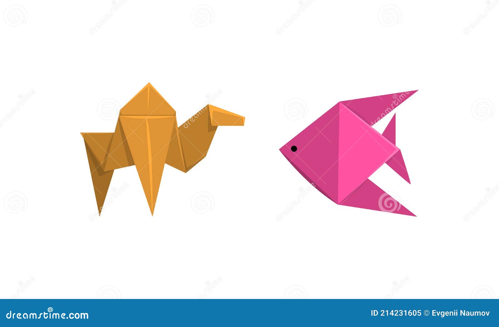 Origami or Paper Folding with Sculpture and Figures Made of Flat Square ...