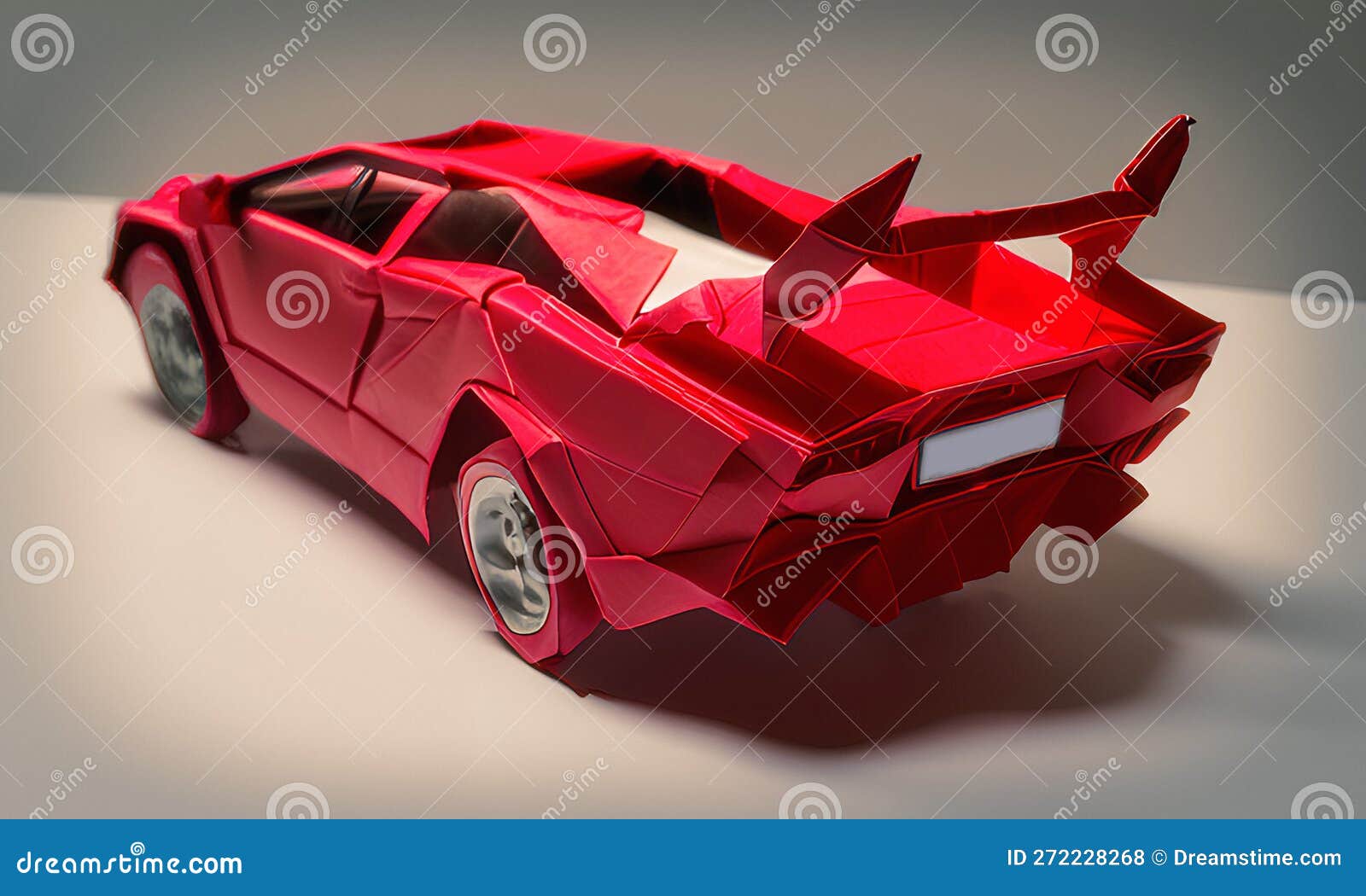 Origami Paper Model of a Red Car. Stock Illustration - Illustration of ...