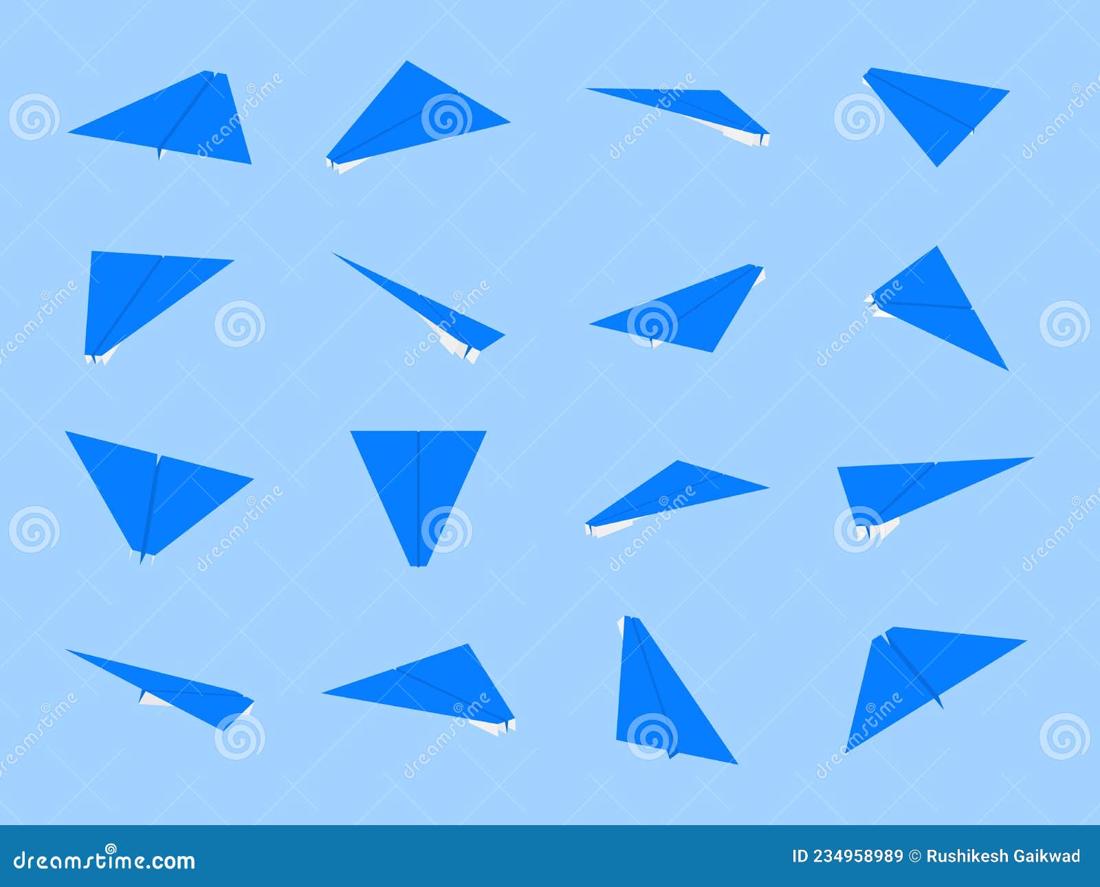 Origami Paper Planes Collection with Different Views and Angles Stock ...