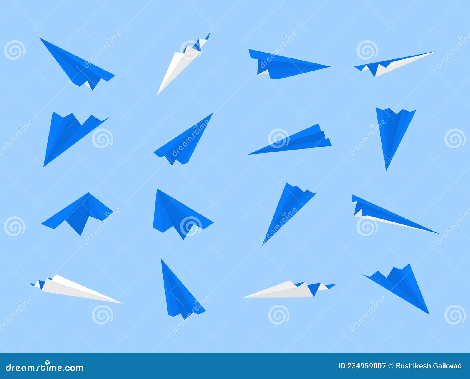 Origami Paper Planes Collection with Different Views and Angles Stock ...