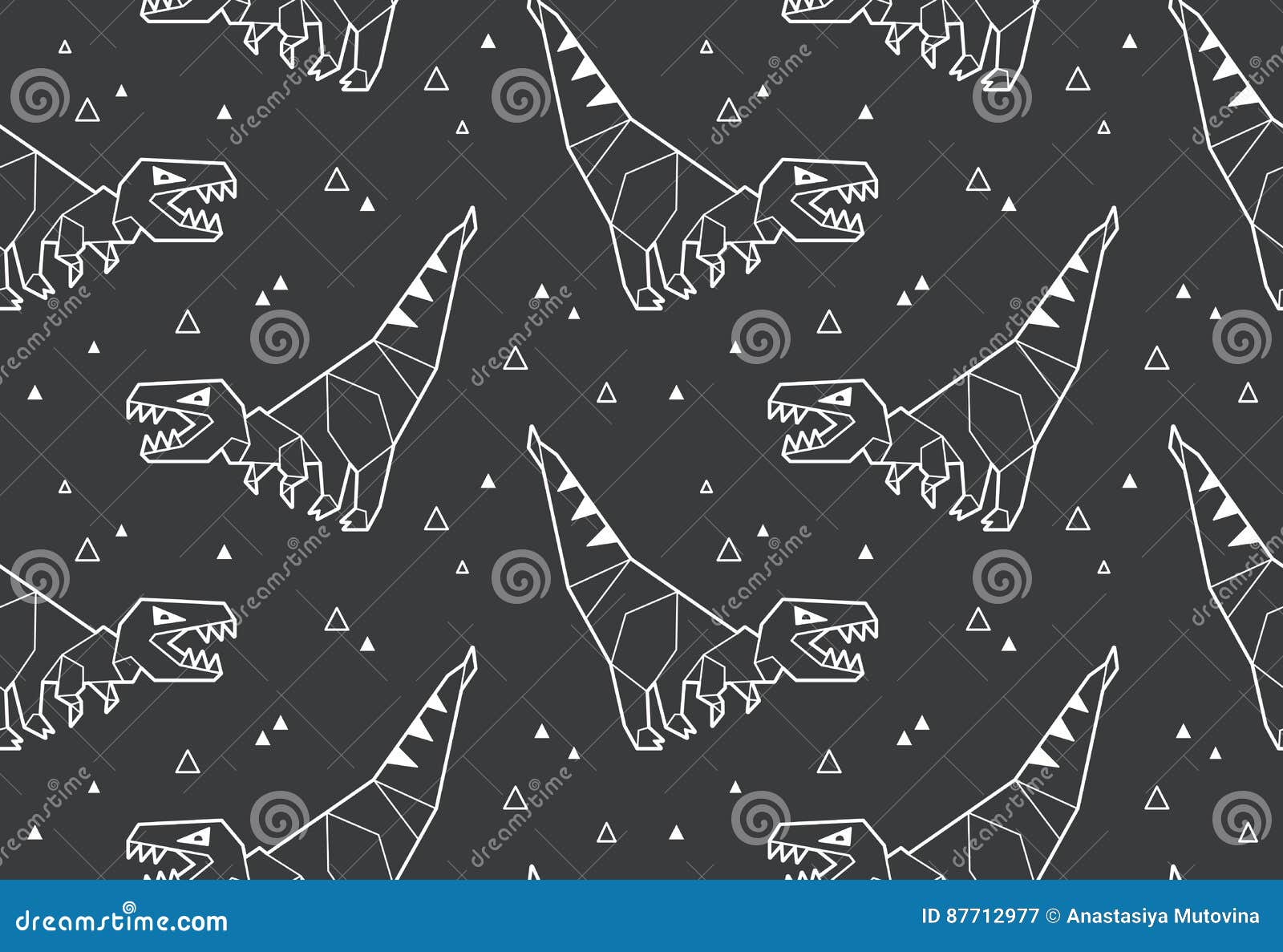 Origami Pattern Background With Dinosaurs Cartoon Vector ...