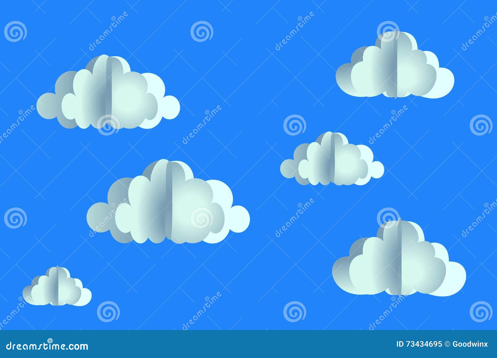 Origami Pattern Many Cloud Made of Paper Stock Vector - Illustration of ...