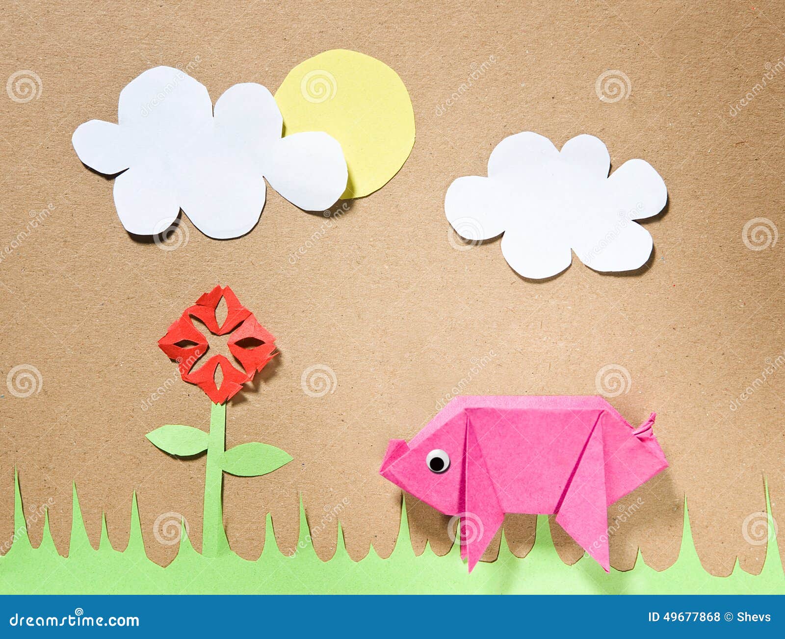 Origami pig stock illustration. Illustration of cartoon - 49677868
