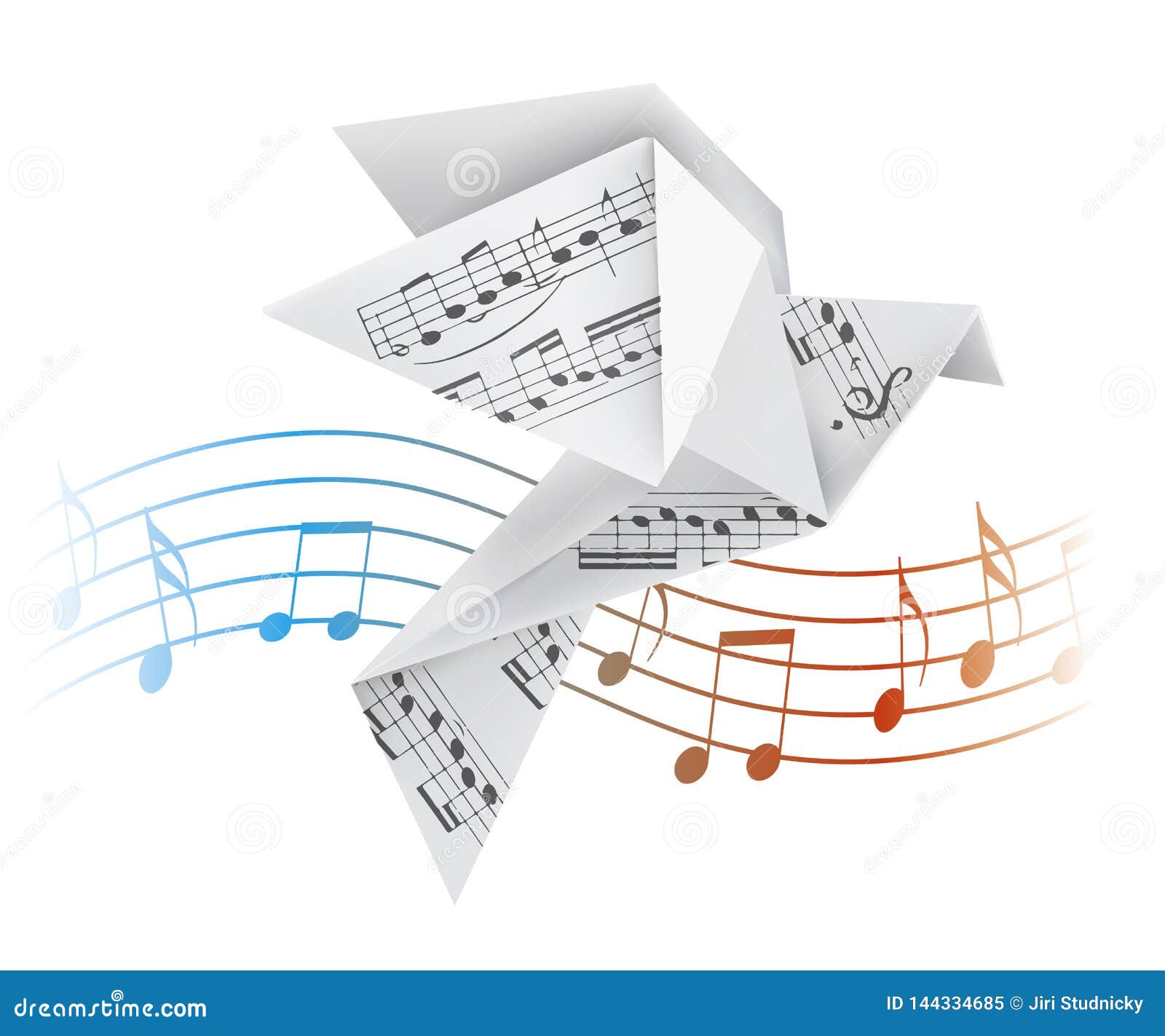 Origami Pigeon with Musical Notes. Stock Vector - Illustration of ...