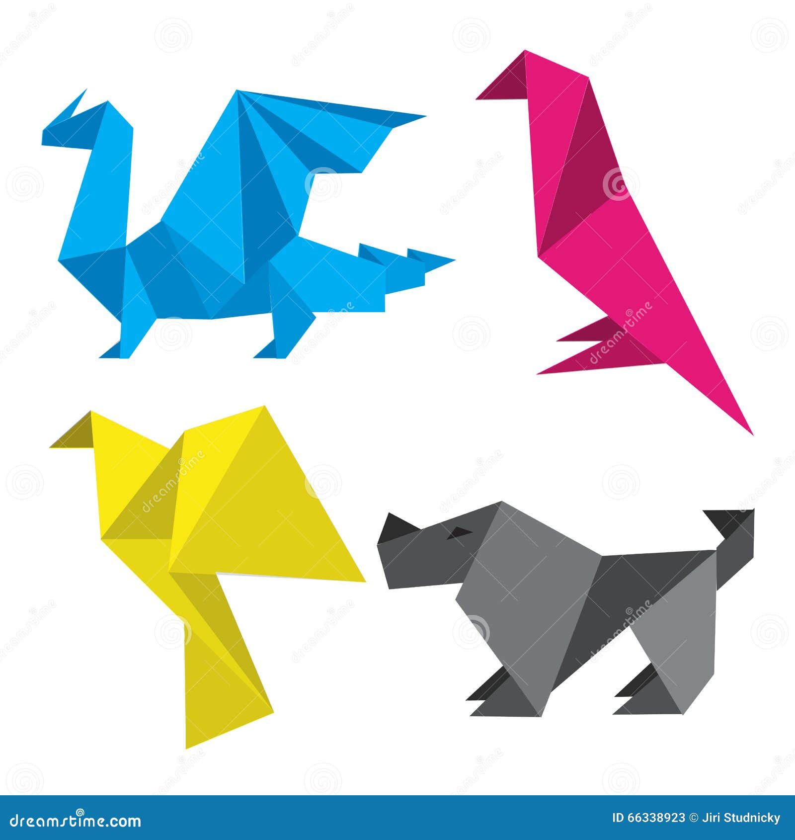 Origami in printing inks. stock vector. Illustration of handmade - 66338923