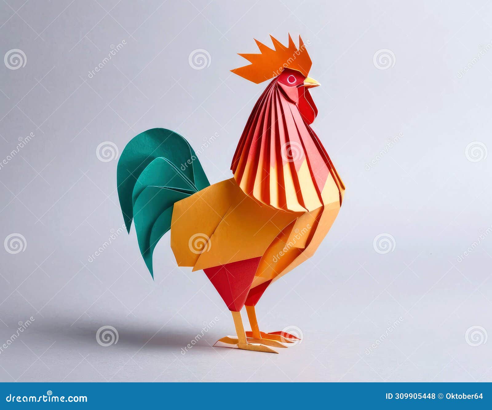 Origami Rooster Made of Colored Paper. Three-dimensional Figurine Stock ...