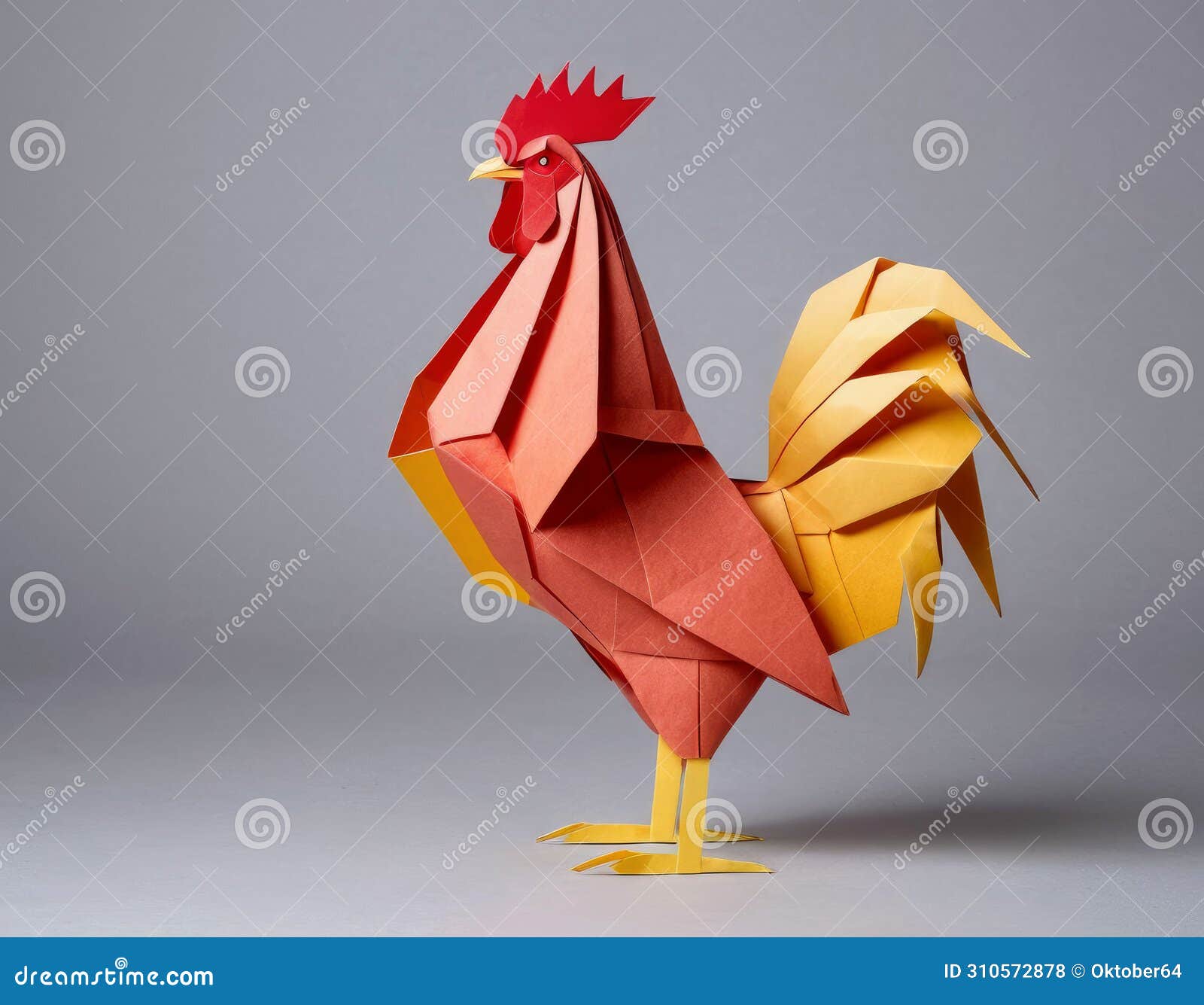 Origami Rooster Made of Colored Paper. Three-dimensional Figurine Stock ...