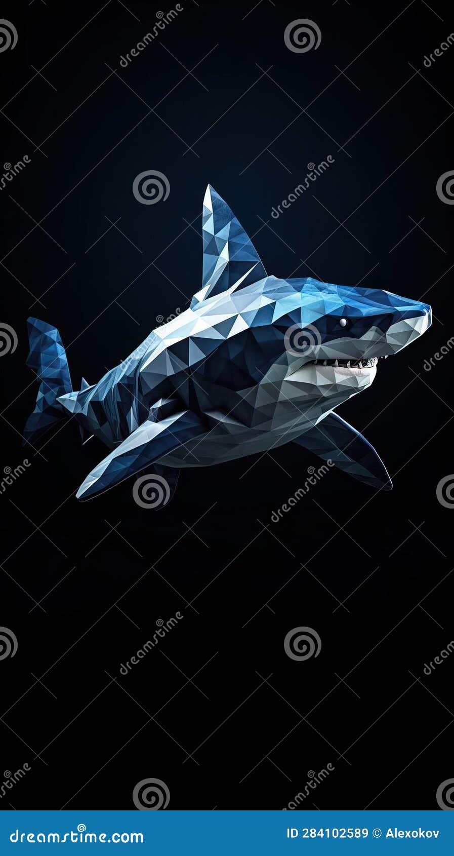Origami Shark on Dark Background. Generative AI Stock Illustration ...
