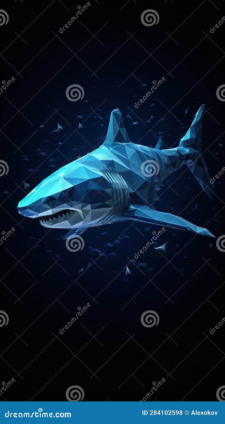 Origami Shark on Dark Background. Generative AI Stock Illustration ...