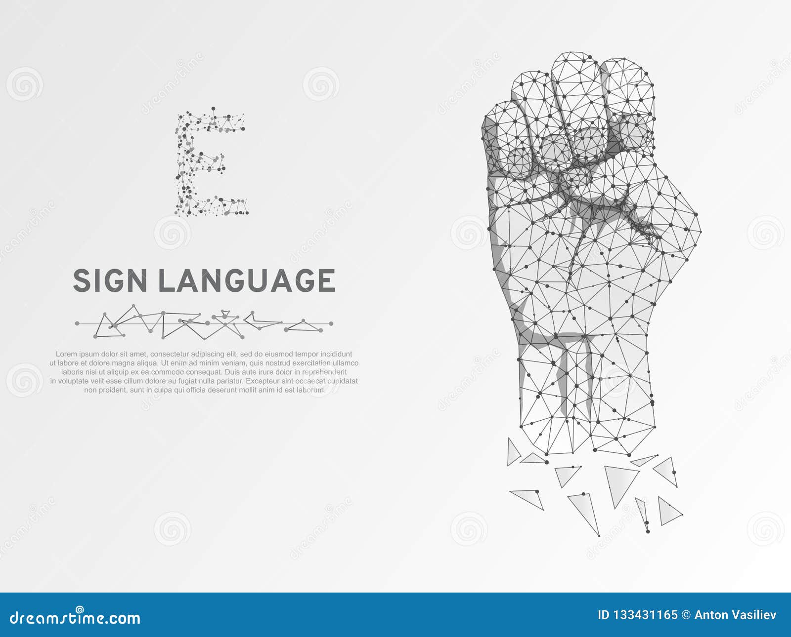 Origami Sign Language E Letter, Hand Polygonal Low Poly. People Silent ...